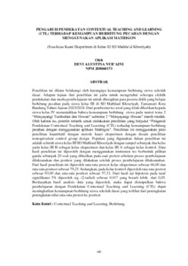 PENGARUH PENDEKATAN CONTEXTUAL TEACHING AND LEARNING (CTL) TERHADAP KEMAMPUAN BERHITUNG PECAHAN ...